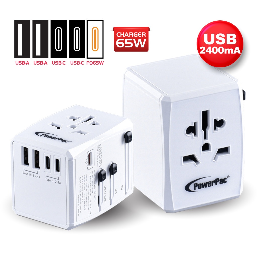 PowerPac Multi Travel Adapter USB Charger | USB-A | USB-C (PP7980 ...