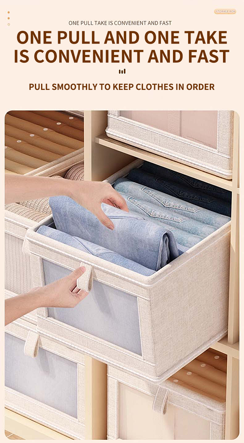 【Buy 1 Get 5 Free】Foldable Storage Box Japanese-style fabric linen ...