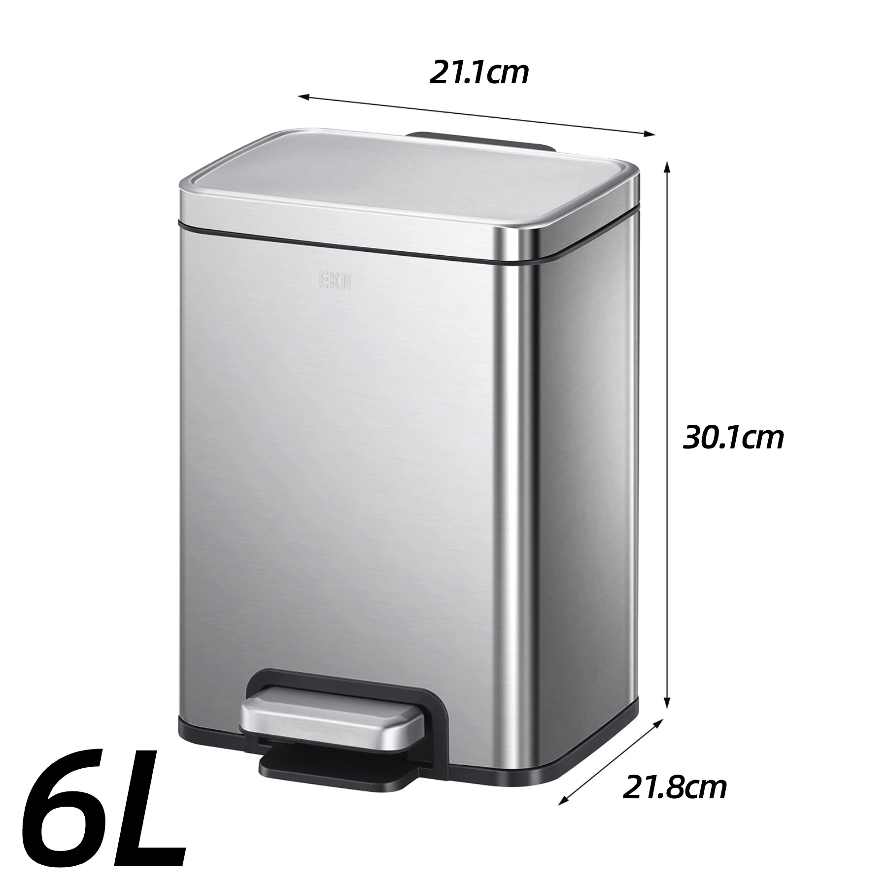 EKO Madison Dustbin 12L Soft Closing Waste Bin Step Stainless Steel ...
