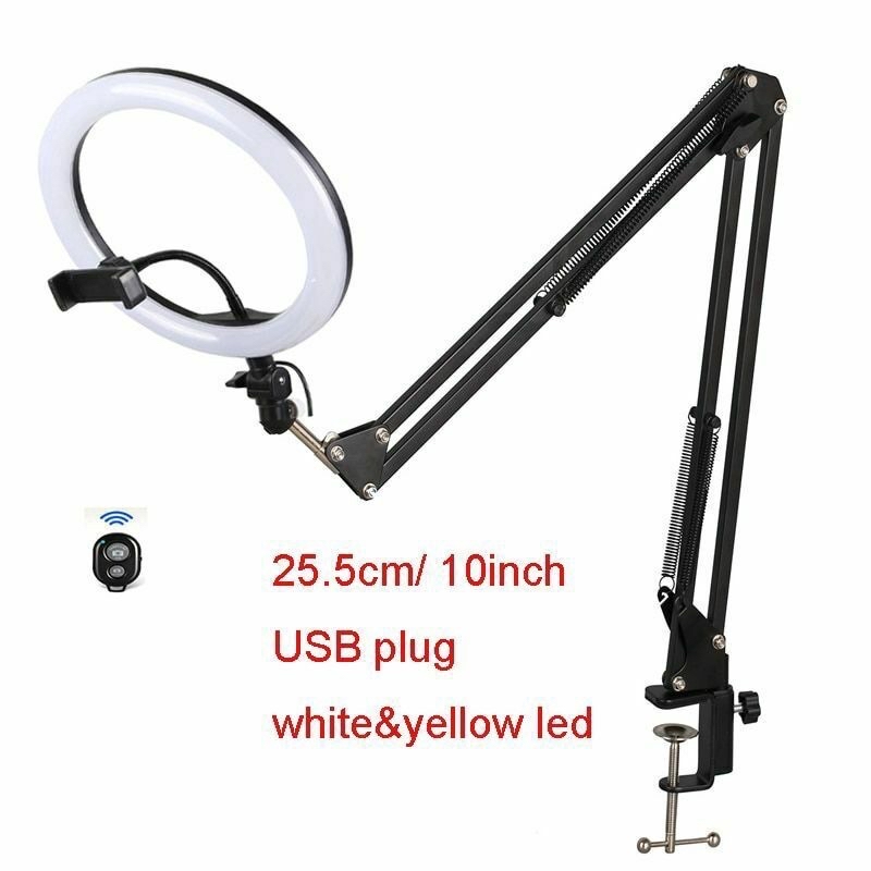 SG seller ️26cm Adjustable Arm LED Desk Ring Light with Phone clip for ...