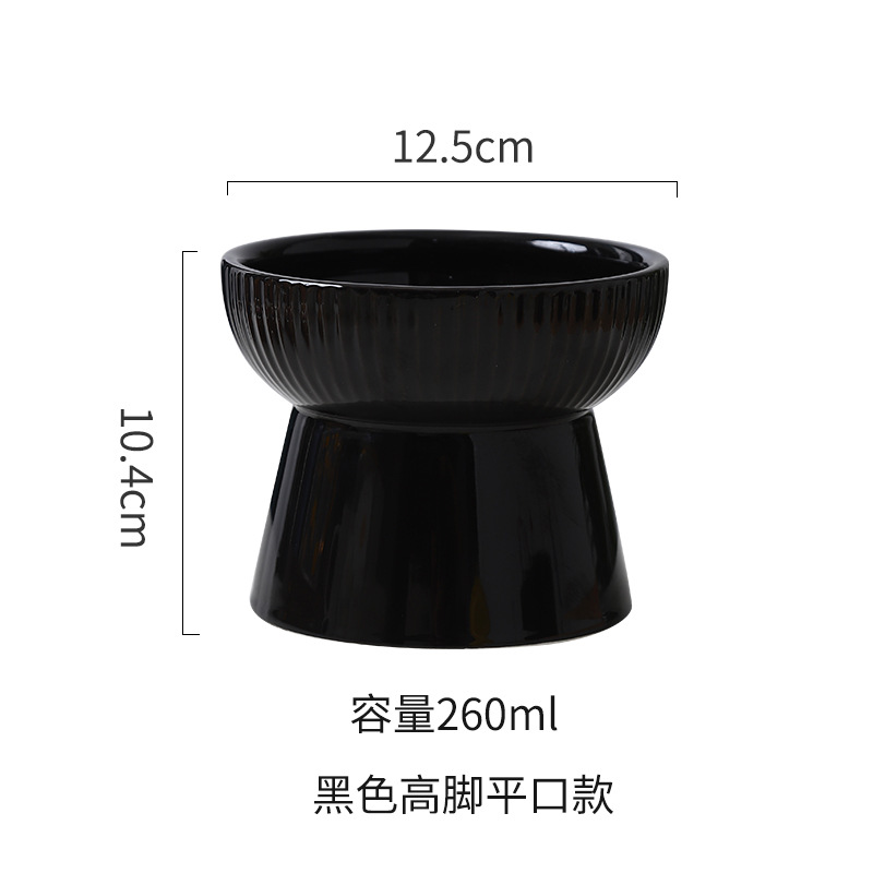 Cat Black Ceramic Bowl Pet Food Water Feeders Neck Protection Water ...