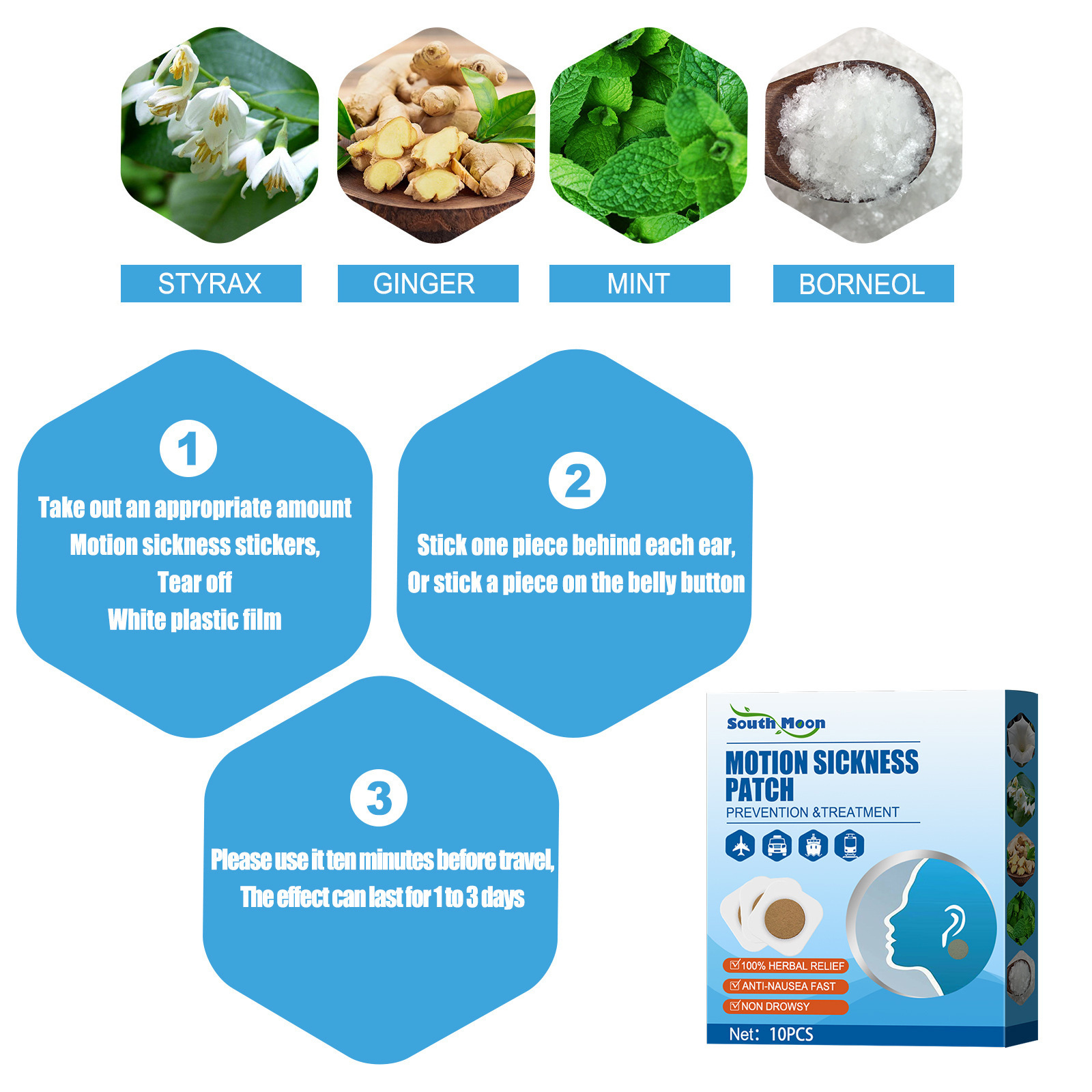 ⚡SG HOT SALE⚡10Pcs Motion Sickness Sticker Belly Button Stick ...