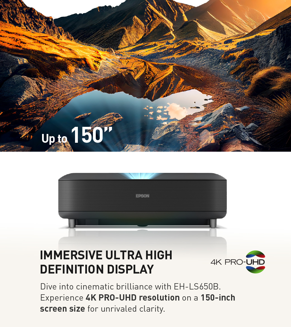 Epson EpiqVision Ultra EH-LS650B ATV 4K PRO-UHD Laser Projection TV ...