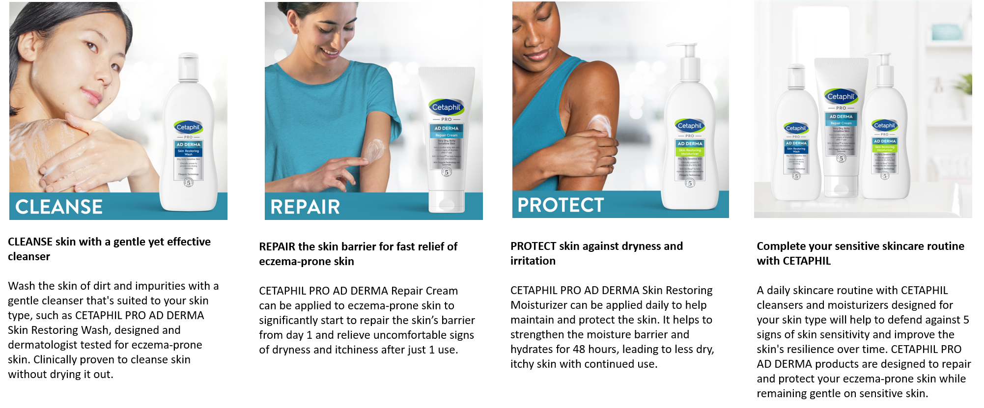CETAPHIL PRO AD Derma Repair Cream 227g, For Eczema Prone Skin [Soothes ...
