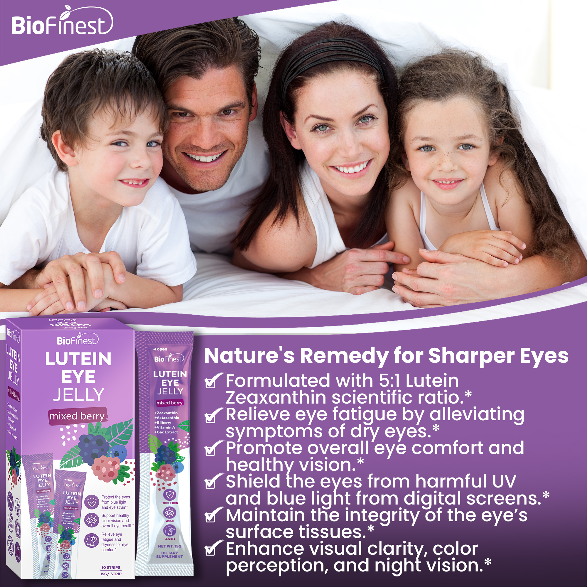 Biofinest Lutein Eye Jelly Supplement - 5:1 Lutein Zeaxanthin Bilberry ...