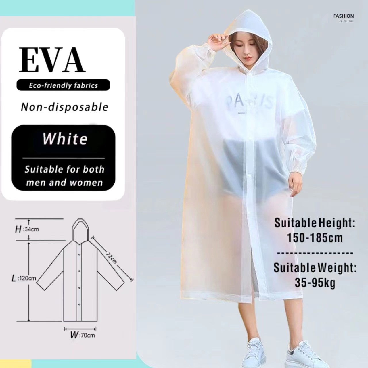 Adult Kids EVA Reusable Rain coat /Travel Raincoat/Outdoor Sports Rain ...