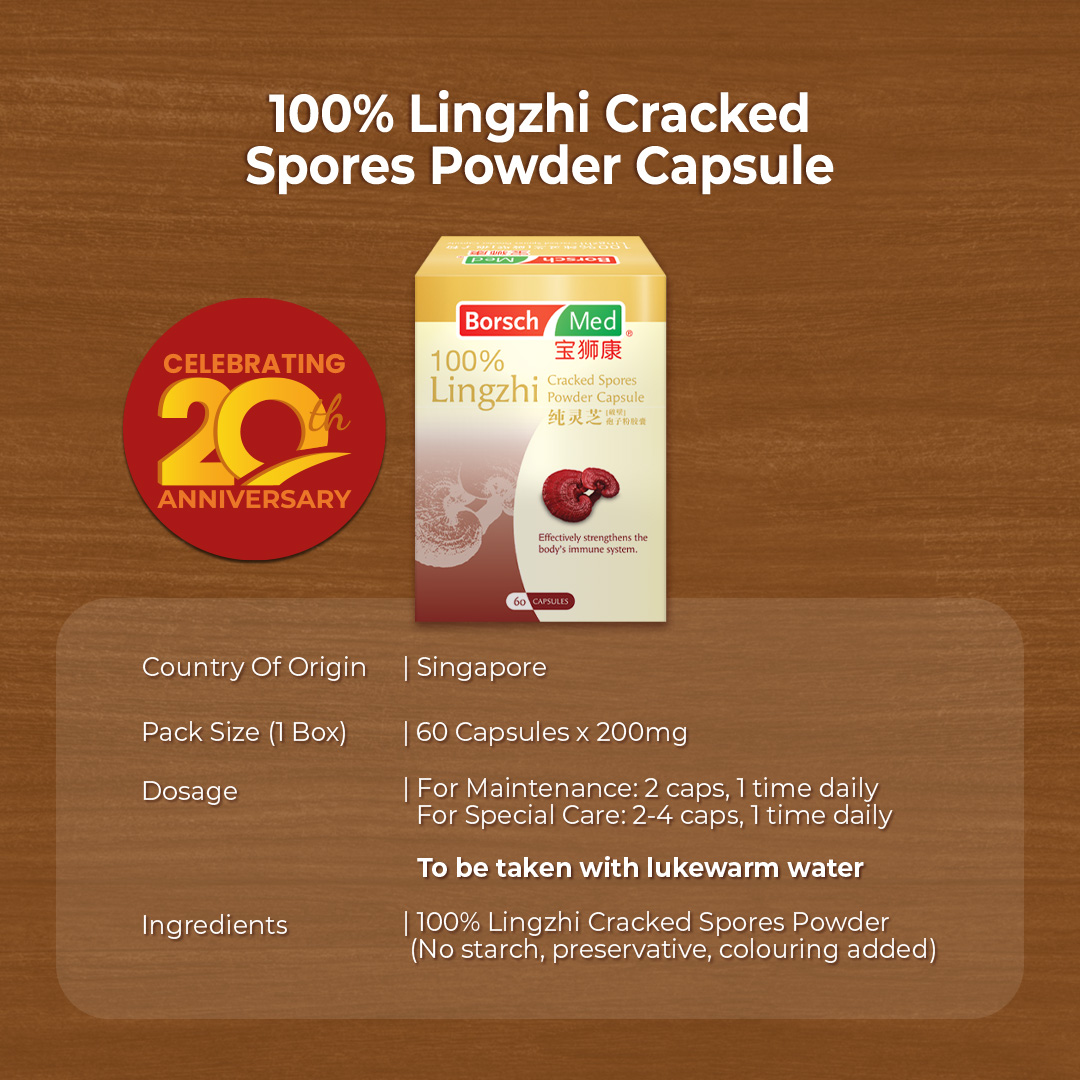 Borsch Med 100% Lingzhi Cracked Spores Powder Capsule 200mg x 60 ...