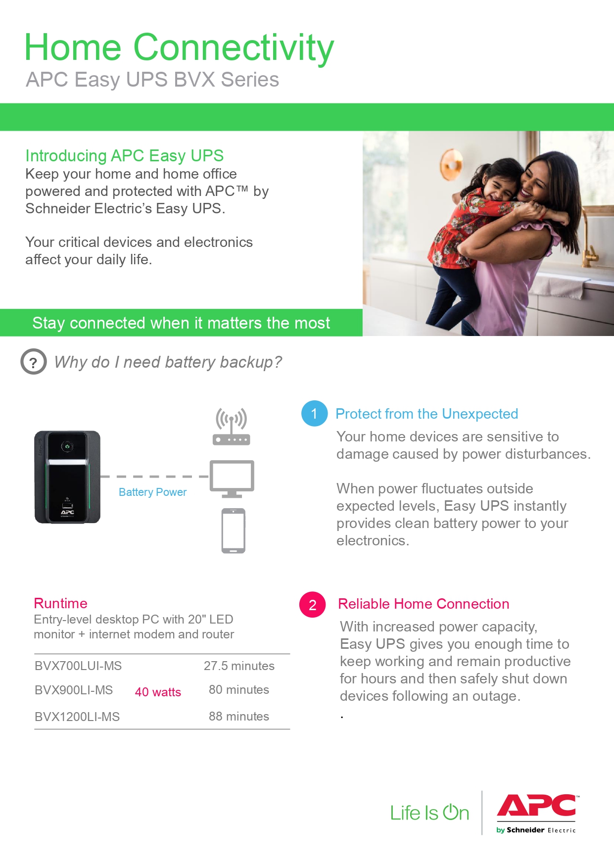 APC Easy UPS BVX 1200VA, 230V, AVR, Universal Sockets, BVX1200LI-MS ...