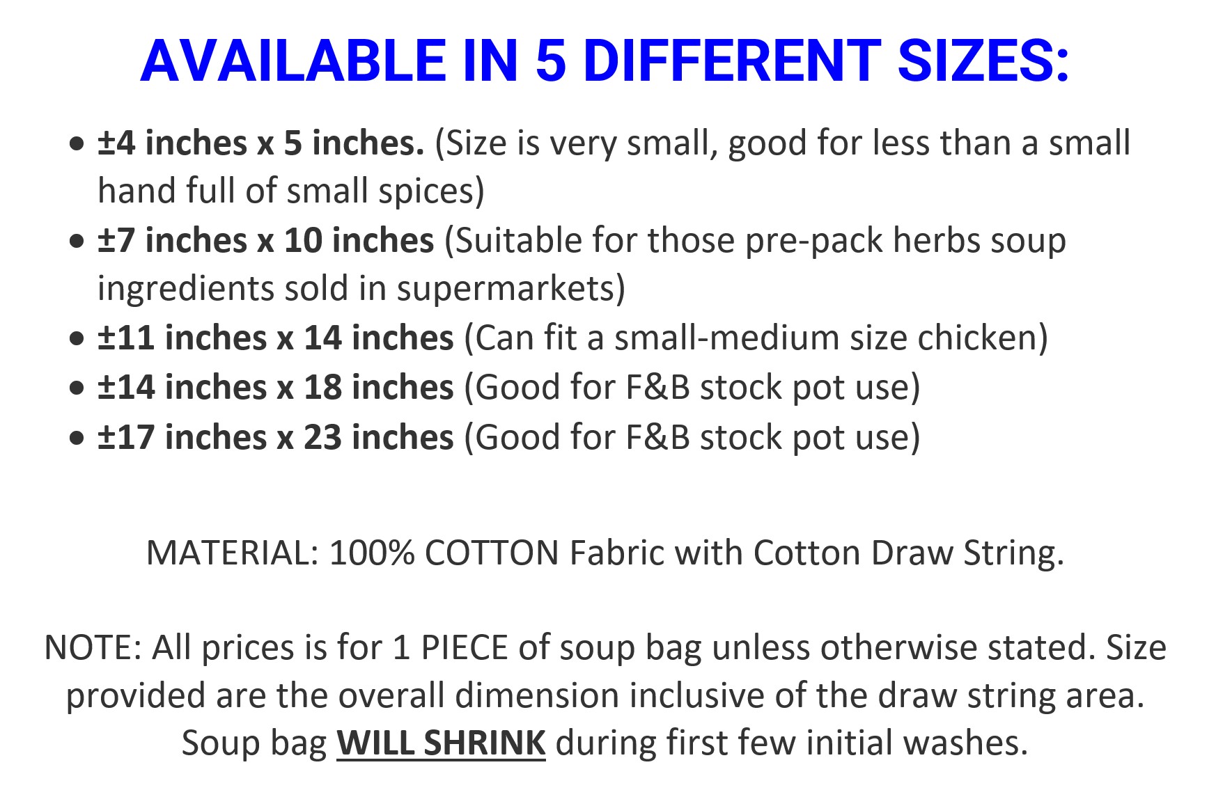 High Quality Reusable Cotton Soup Bag ★ Spice Bag ★ SG Custom Made ...