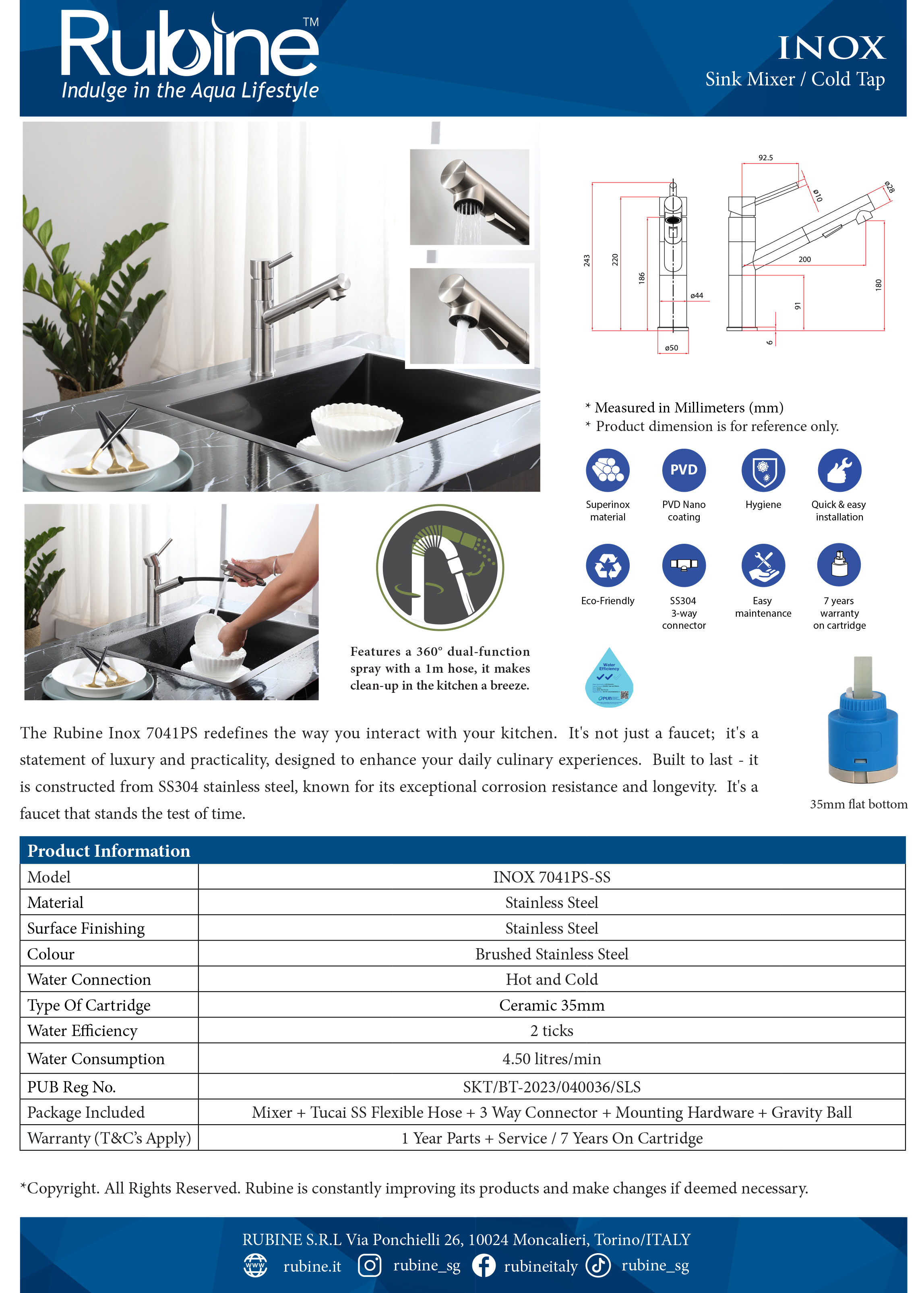 Rubine x sgPlumbMart INOX Stainless Steel Sink Tap INOX 7041PS-SS ...