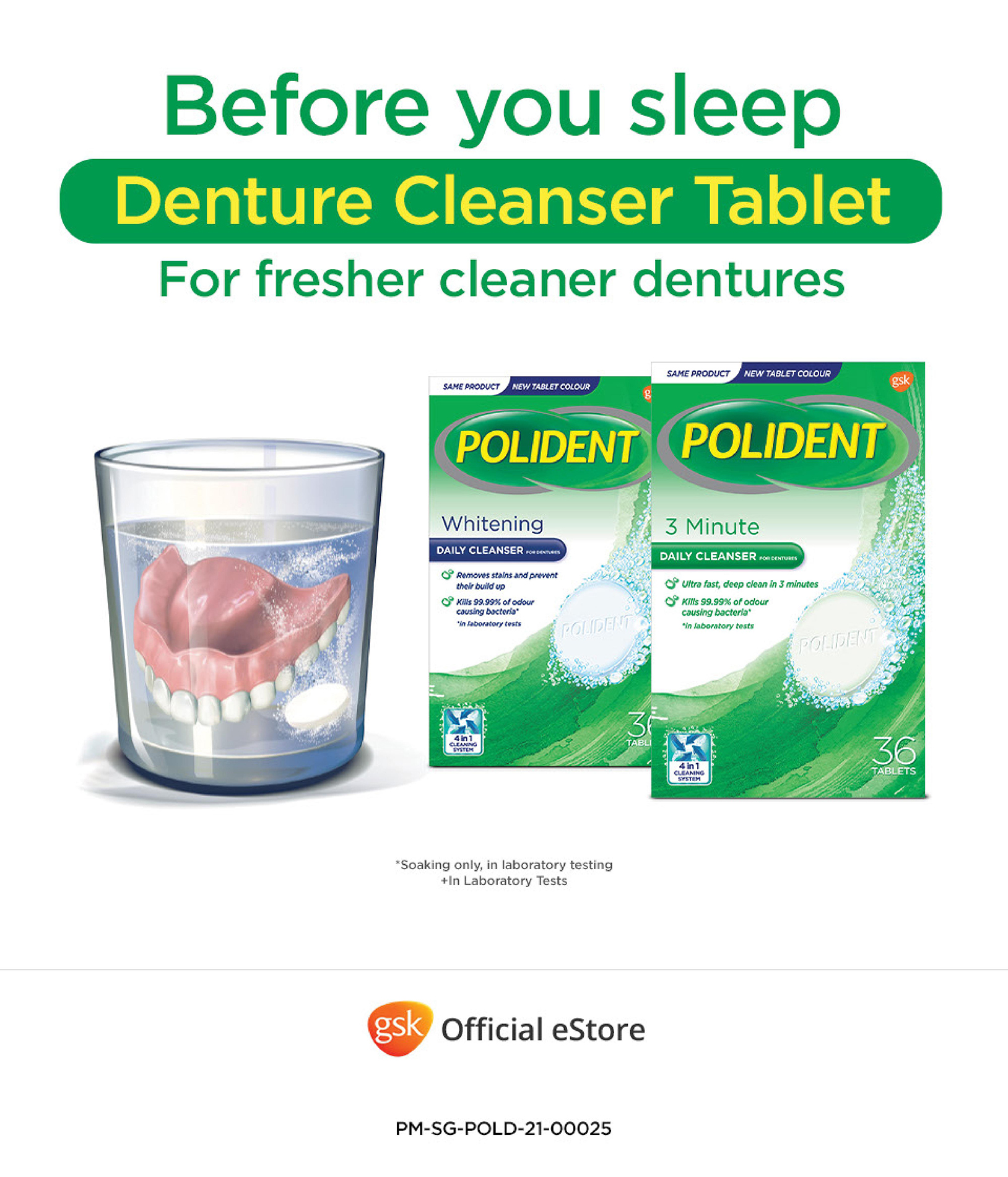 [2 Packs] POLIDENT 3 Minute Daily Denture Cleanser, Ultra-fast Deep ...