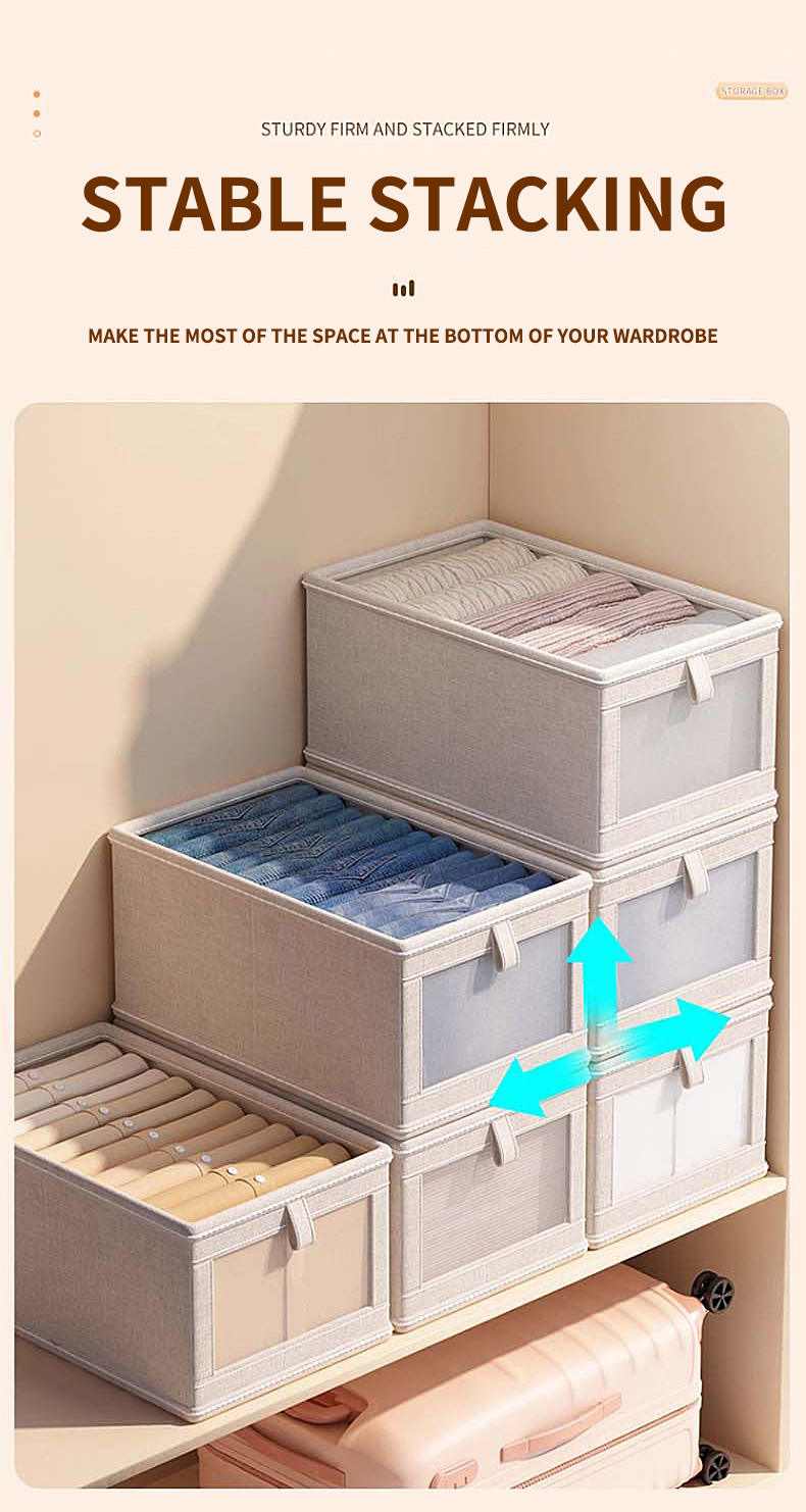 【Buy 1 Get 5 Free】Foldable Storage Box Japanese-style fabric linen ...