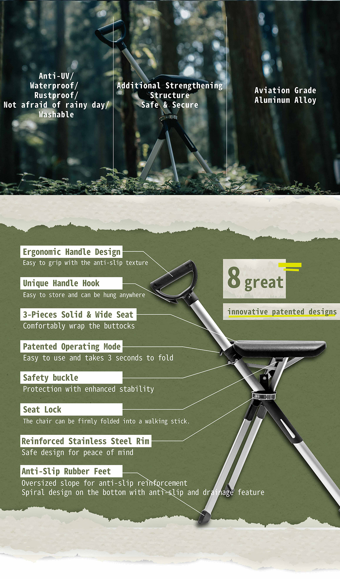 Ta-Da Chair Series 2 Walking Seat Stick | Ta Da Chair | Walking ...