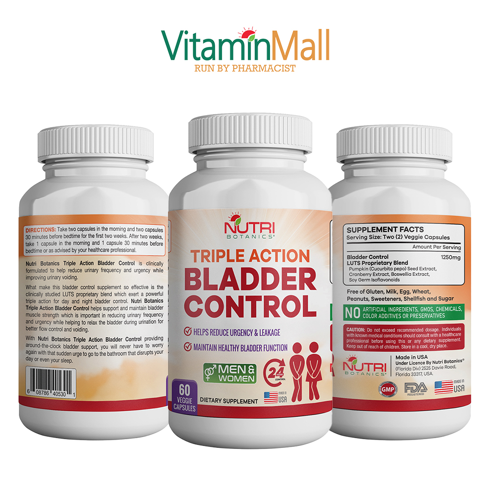 [TWIN PACK] Nutri Botanic Triple Action Bladder Control Supplement ...