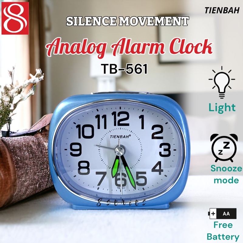 [ SG seller ] silence movement battery operated analog alarm clock with ...