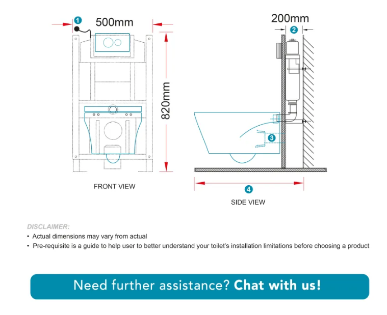 RIGEL Wall Hung Toilet Bowl complete with concealed cistern R-WH9032BP ...