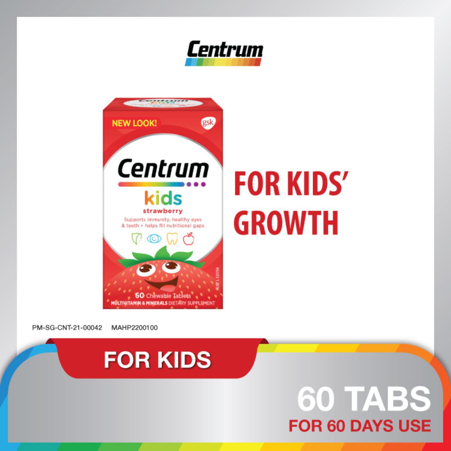CENTRUM Multivitamin & Mineral Chewable Tablets for Kids Strawberry ...