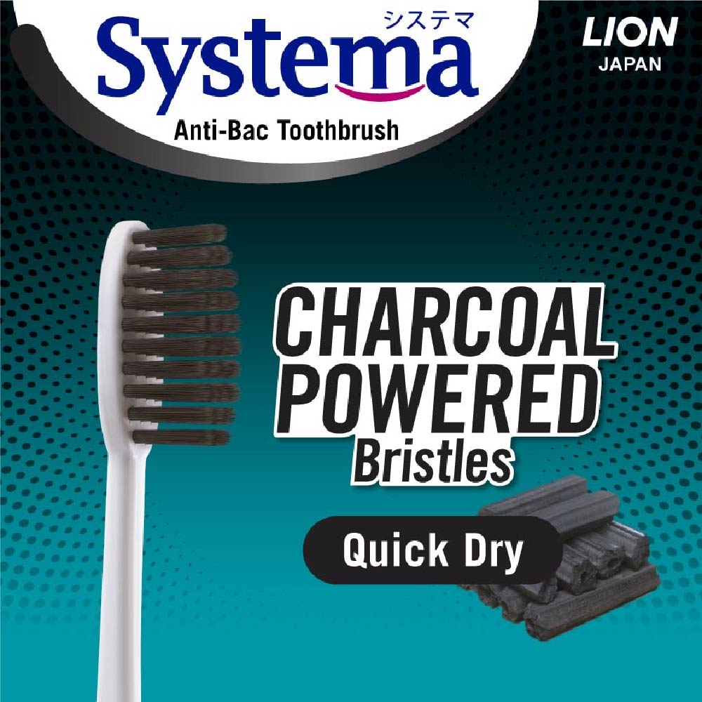 SYSTEMA Gum Care Anti-Bacterial Charcoal Powdered Bristles Toothbrush ...