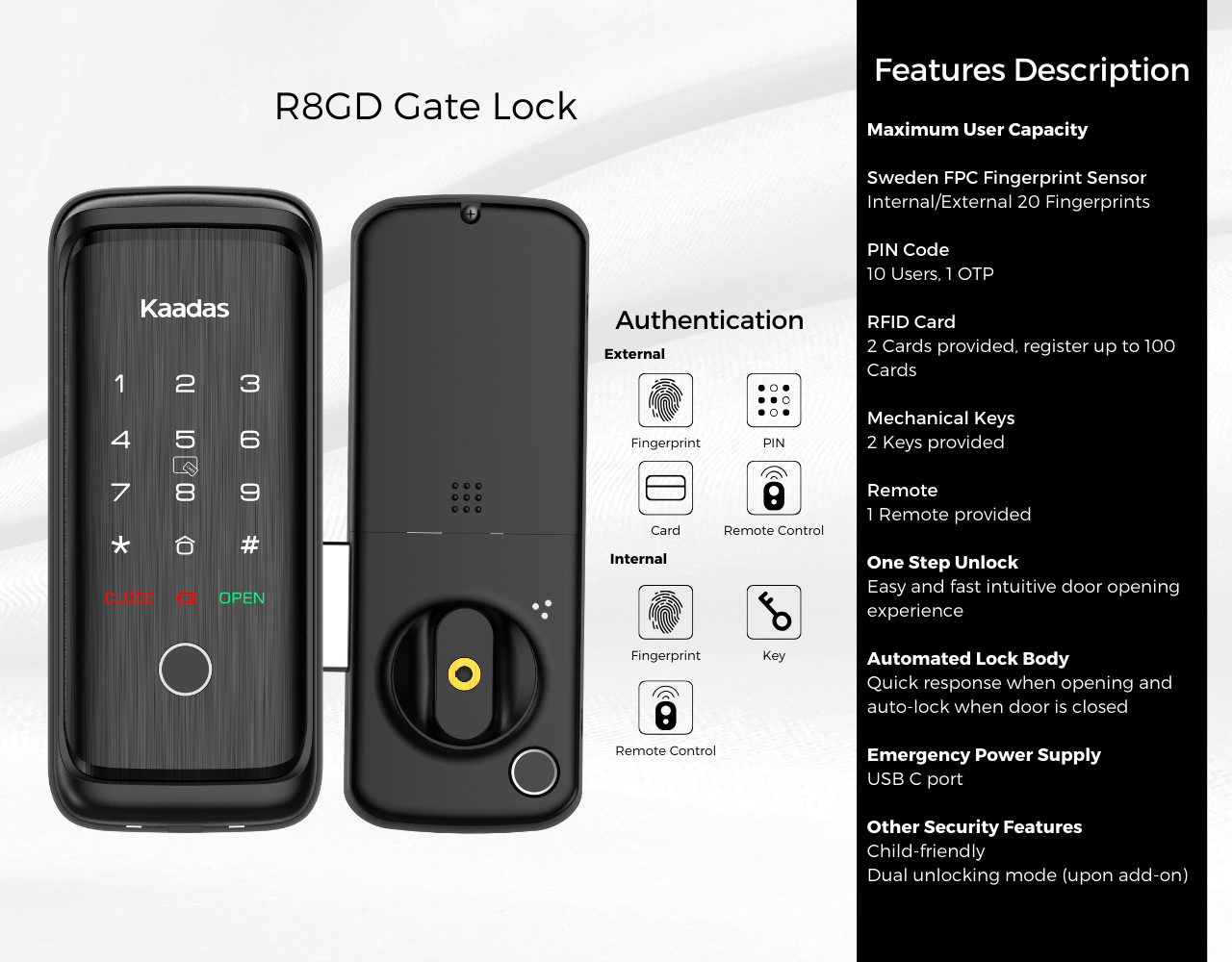 Kaadas K9-5W Digital Door Lock (Wifi-Enabled) + Gate Lock Bundle (Sole Distributor) | Shopee ...