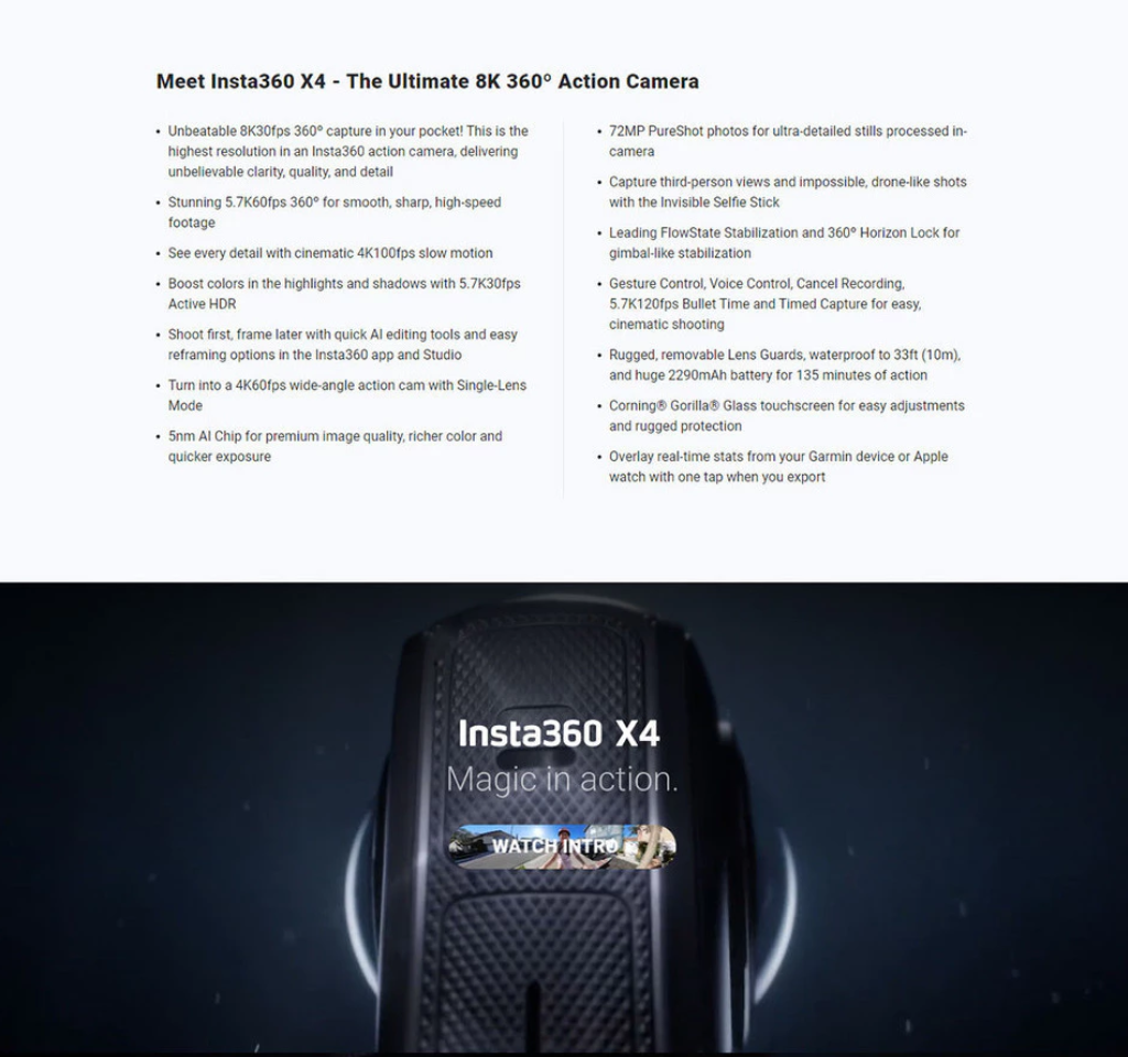 Insta360 X4 Action Camera Waterproof 8K Video Bundles - 1 Year Local Warranty | Shopee Singapore