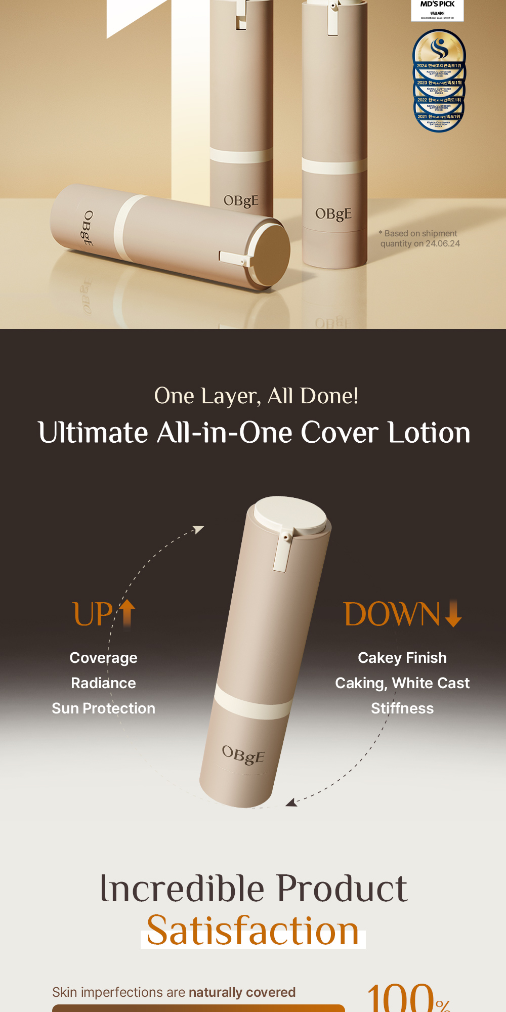 [OBgE Official] Natural Cover Lotion SPF50+ PA++++ 50g | Tone-up Lotion | No White Cast | 2-in1 ...