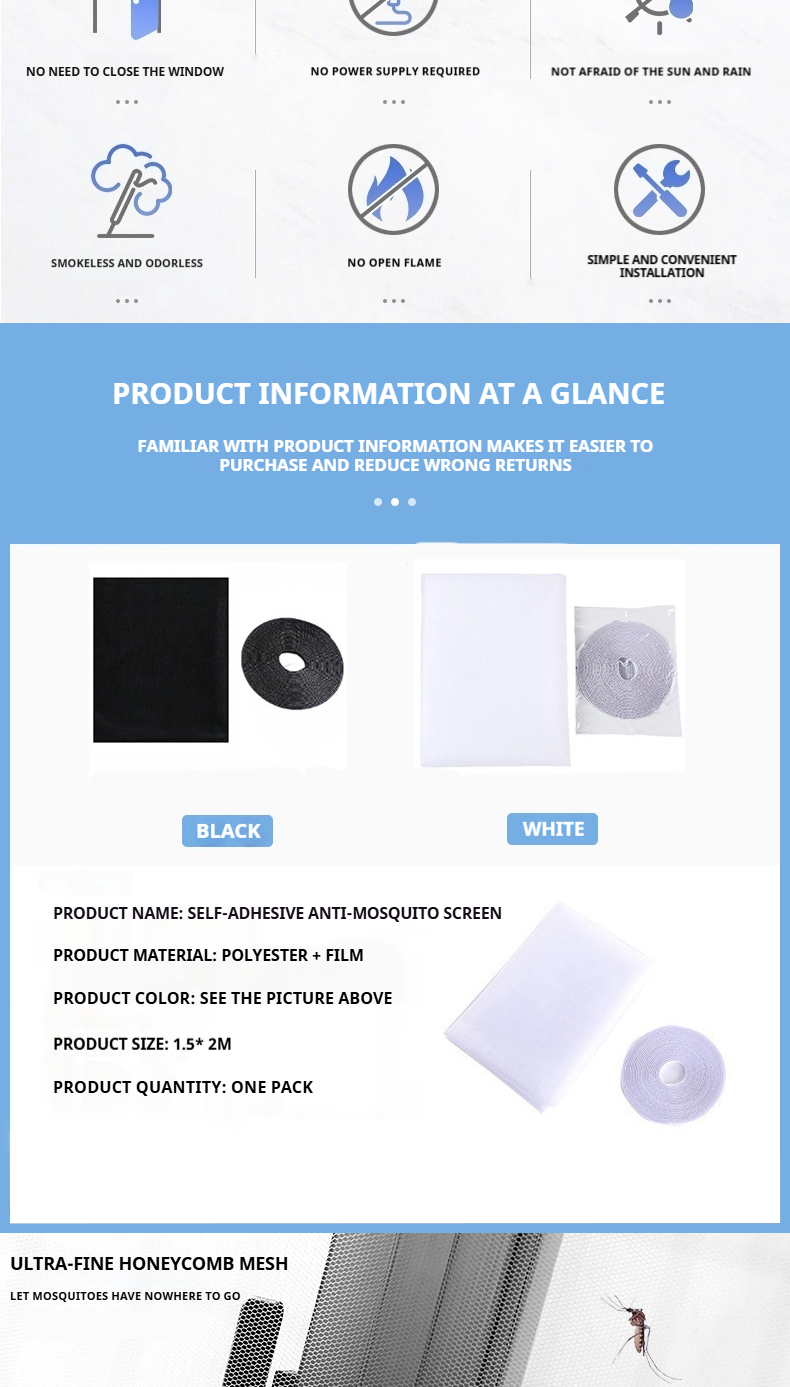 SG Stock Self-adhesive Mosquito Screen Insect Flies Mosquito Window ...