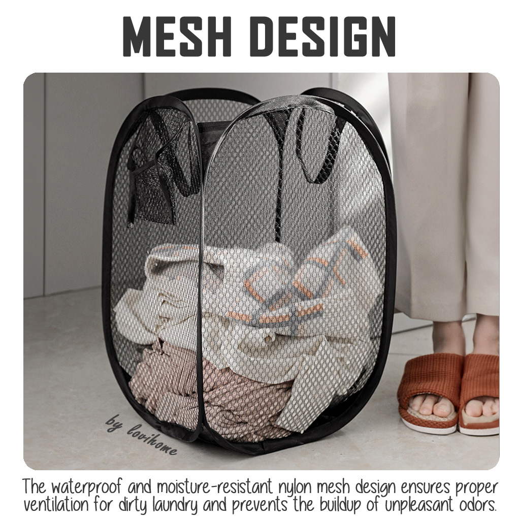SG Collapsible Laundry Storage Foldable Clothes Mesh Basket Home ...