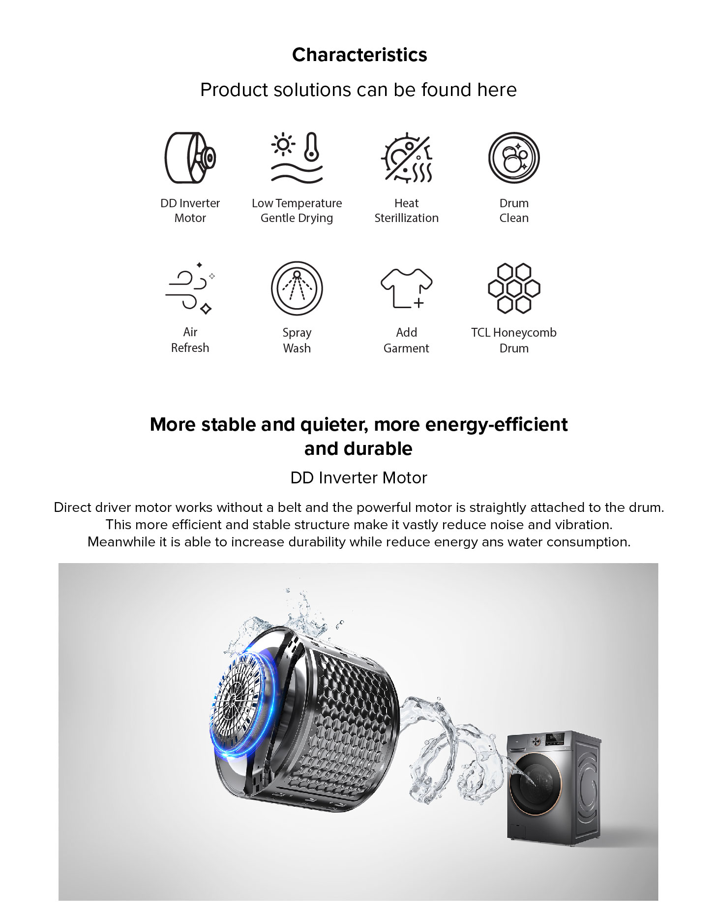 TCL C2110WD 10kg DD Inverter Washer & Dryer | Drum Clean | Heat ...