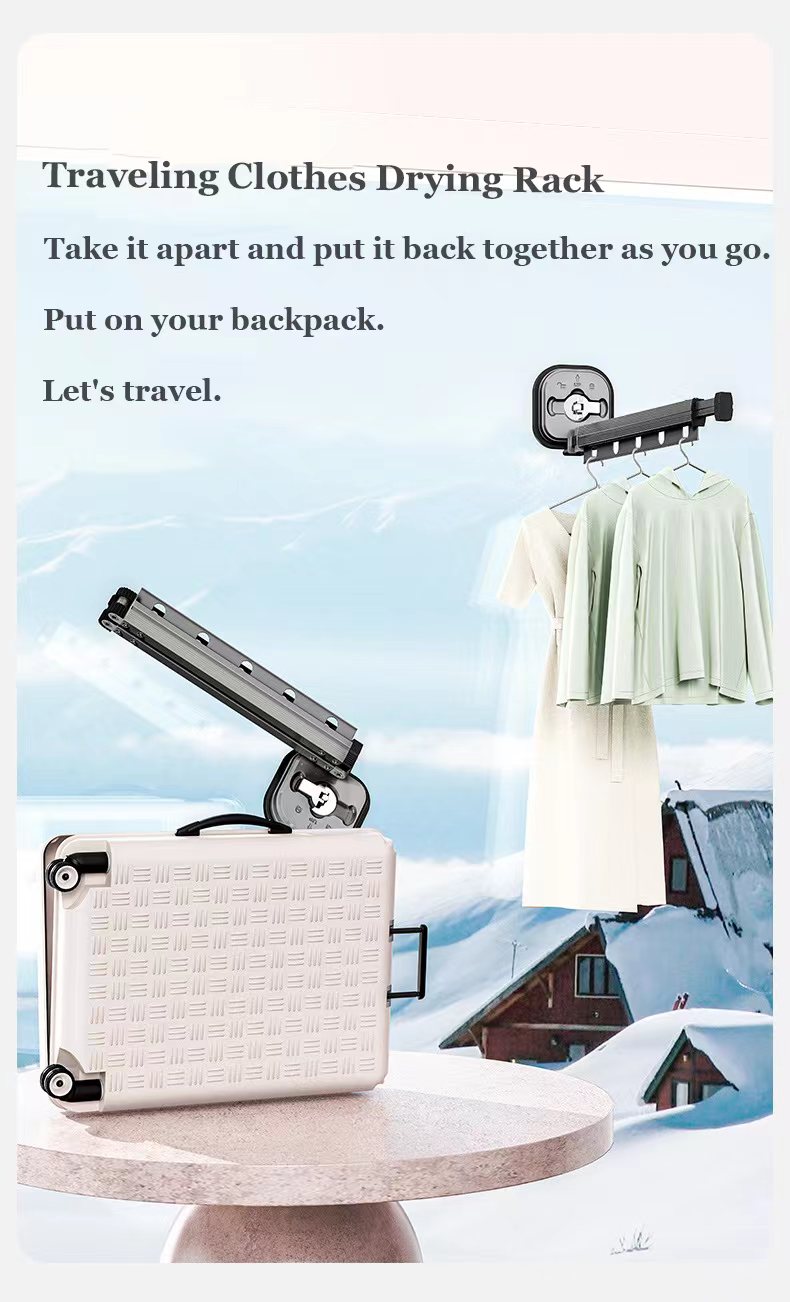 Giftidea Suction Wall Mount Clothes Drying Rack Folding Retractable ...