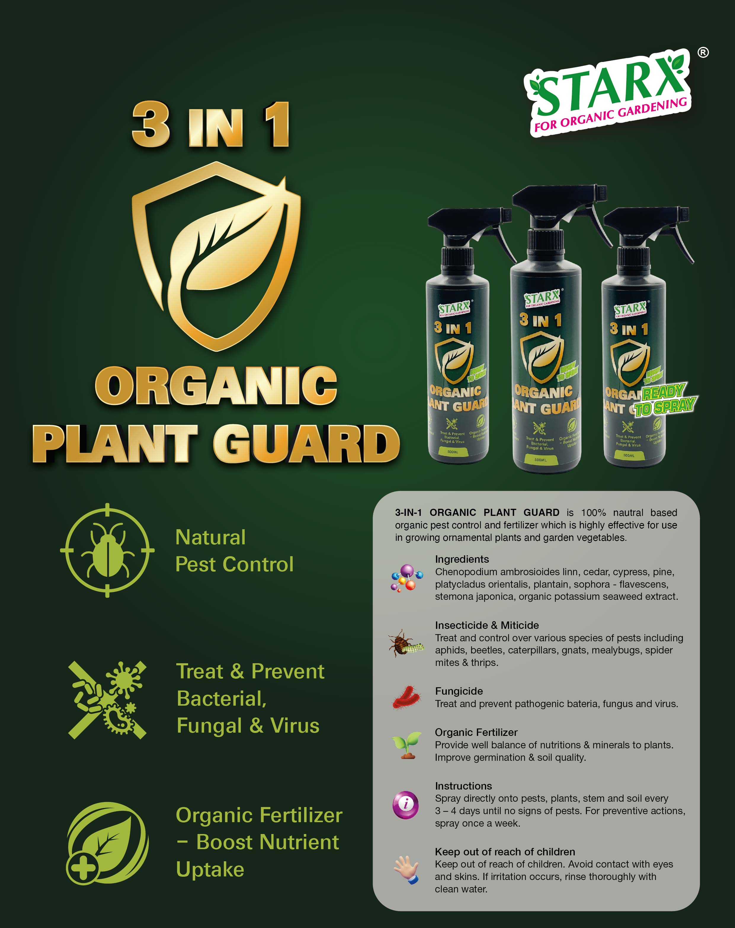 STARX 🇸🇬 | 3 in 1 Organic Plant Guard (500ml) Ready To Spray - Organic ...