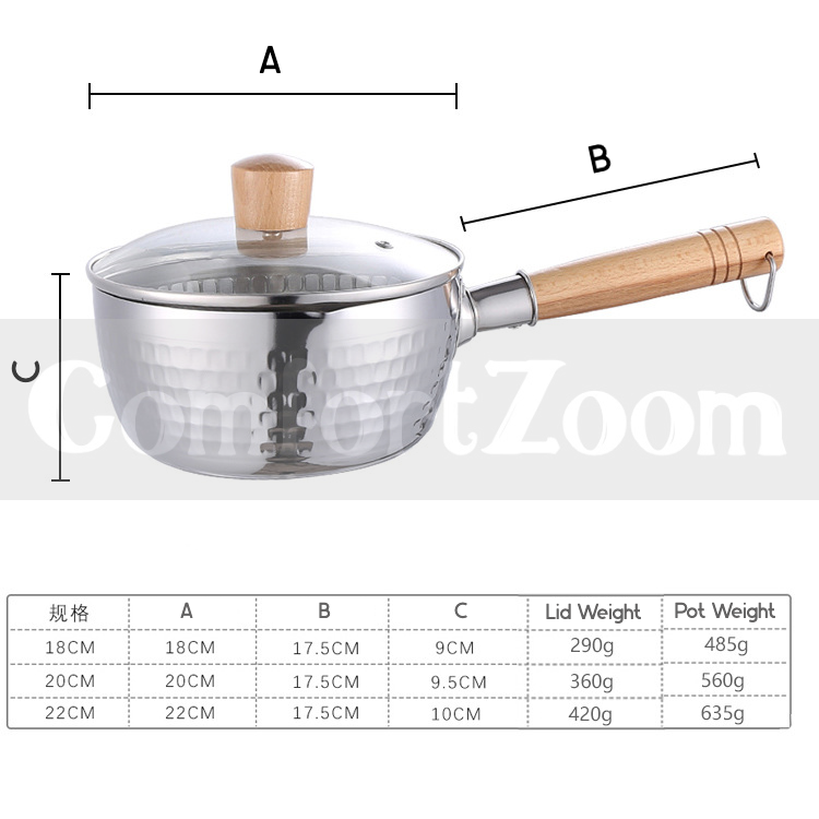 304 Stainless Steel Yukihira Pan with Glass Lid / Traditional Japanese ...