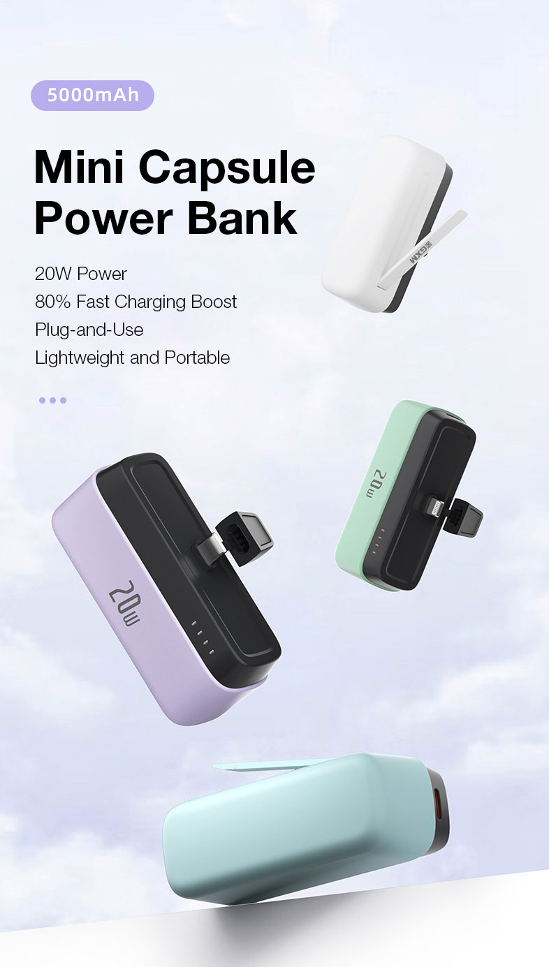 3C Certified CCC Mini Capsule Power Bank 20W 5000mAh Fast Charging Type ...
