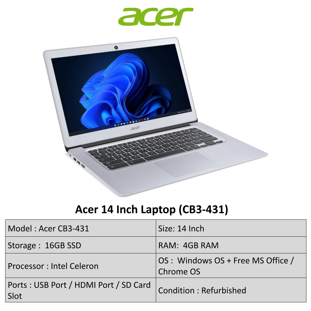 Acer 14 Inch Laptop | Intel i5 | Free MS Office | Windows OS | Slim ...