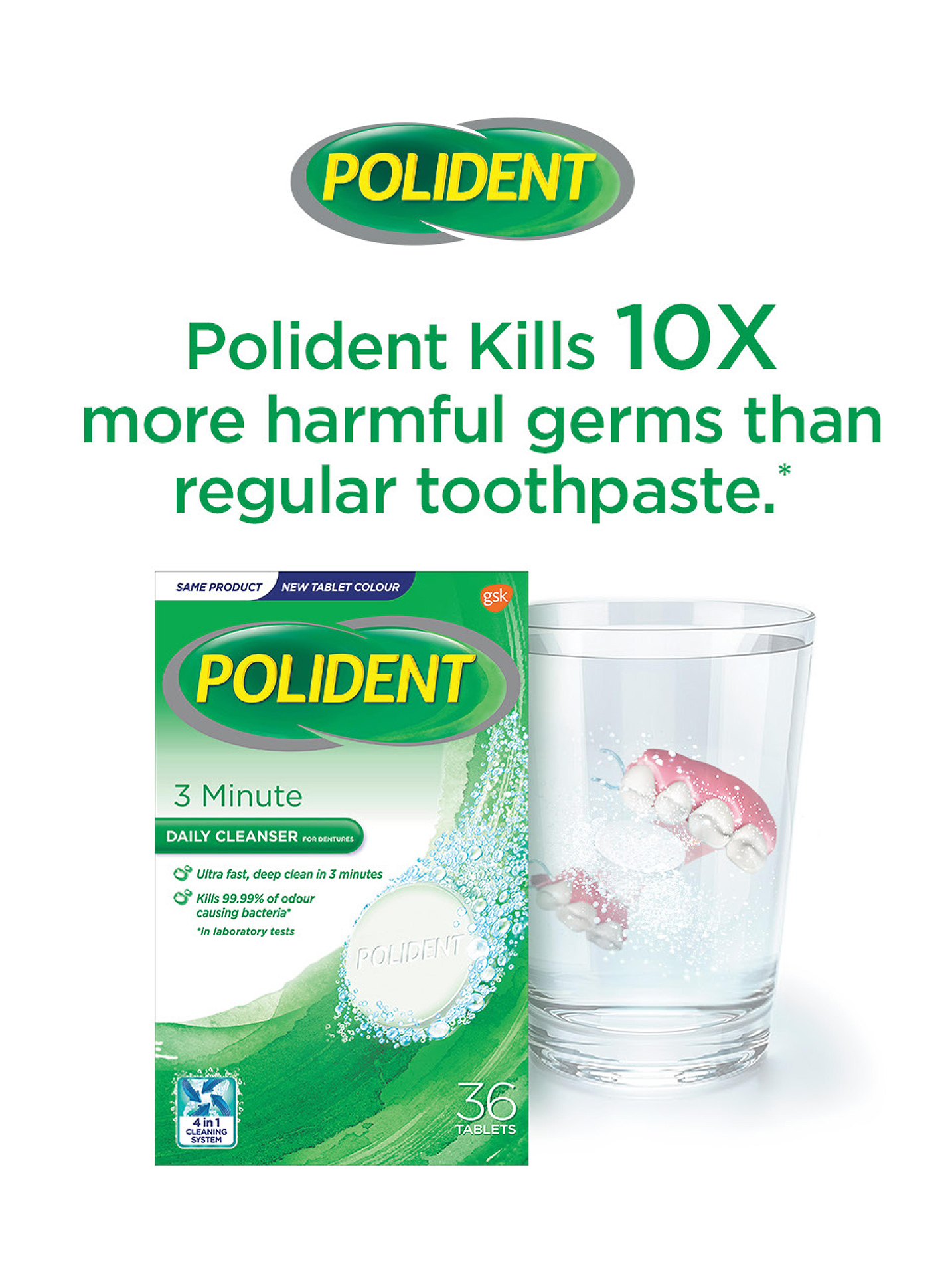 [2 Packs] POLIDENT 3 Minute Daily Denture Cleanser, Ultra-fast Deep ...