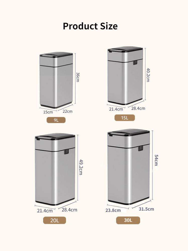 Smart Dustbin Kitchen Rubbish Bin Large Trash Bin Stainless Steel ...