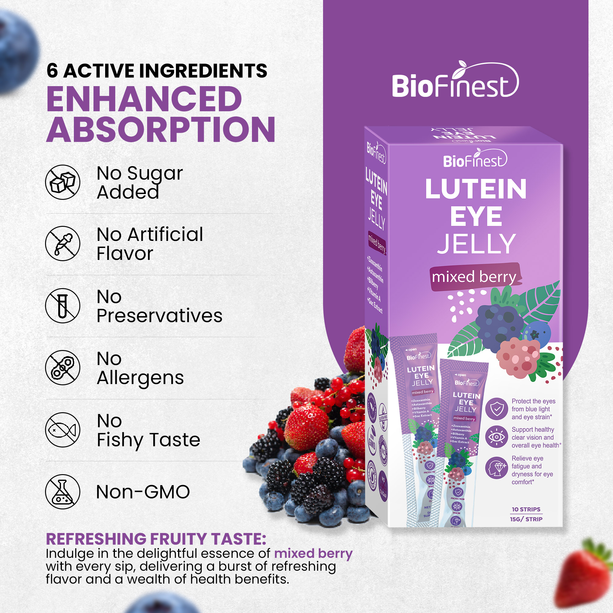 Biofinest Lutein Eye Jelly Supplement - 5:1 Lutein Zeaxanthin Bilberry ...