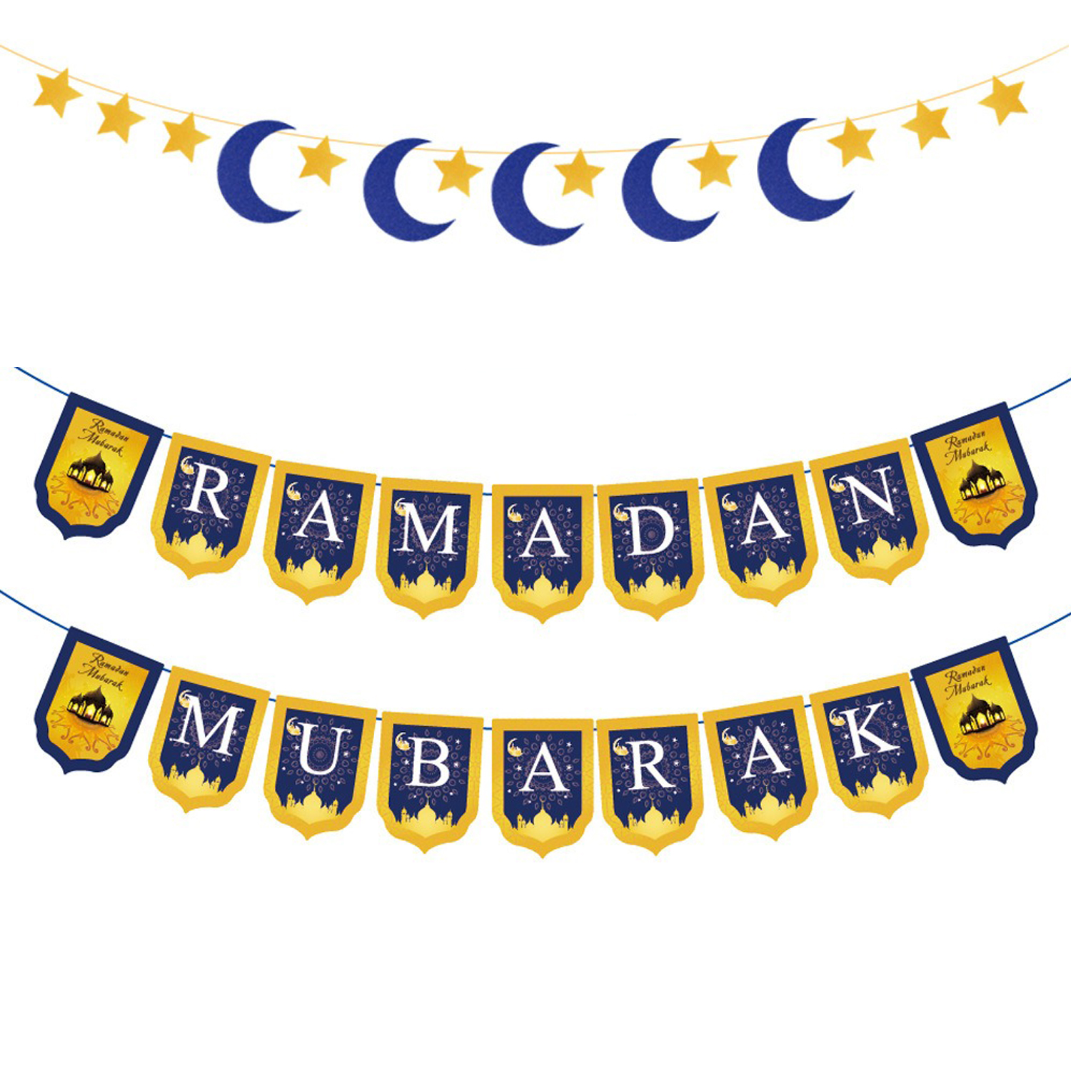Ramadan Kareem Eid Mubarak Selamat Hari Raya Banner Bunting Ramadan ...