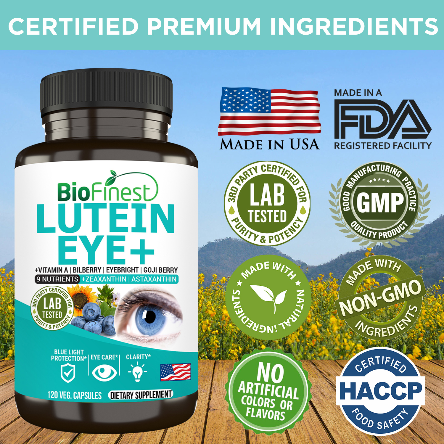 Biofinest Lutein Eye+ Vitamin - 9 in 1 Zeaxanthin Eyebright Bilberry ...