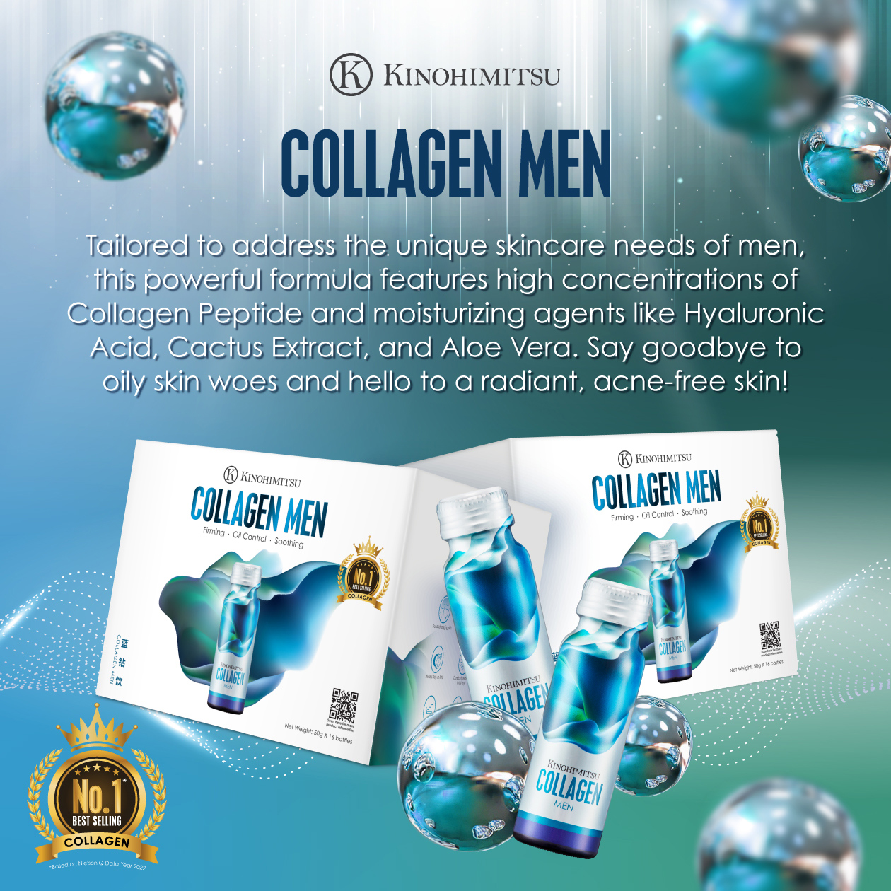 [60 Bottles] Kinohimitsu Collagen Men 5300mg Beauty Supplement 50ml ...