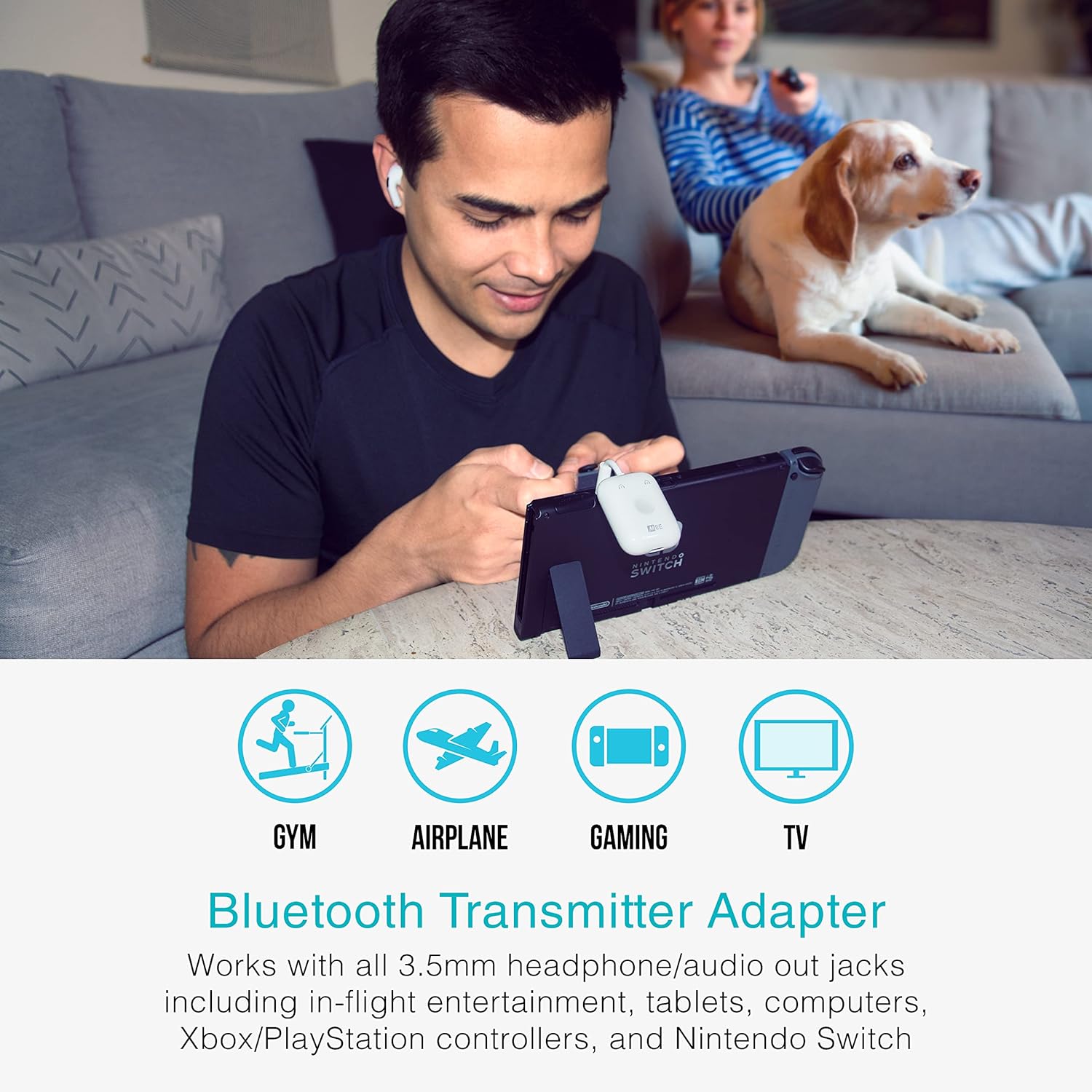 MEE audio Connect Air in-Flight Wireless Audio Transmitter Adapter for ...