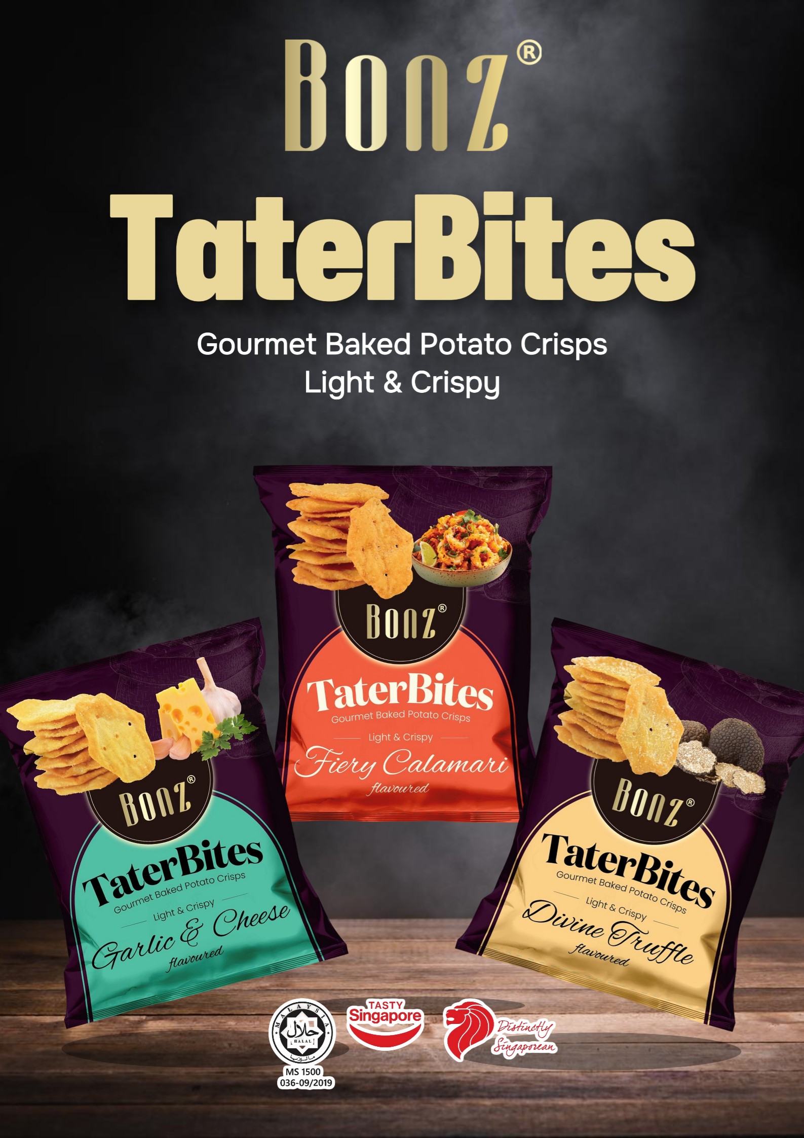 BONZ TaterBites Gourmet Baked Potato Crisps 90g x 6 [Bundle of 6 ...