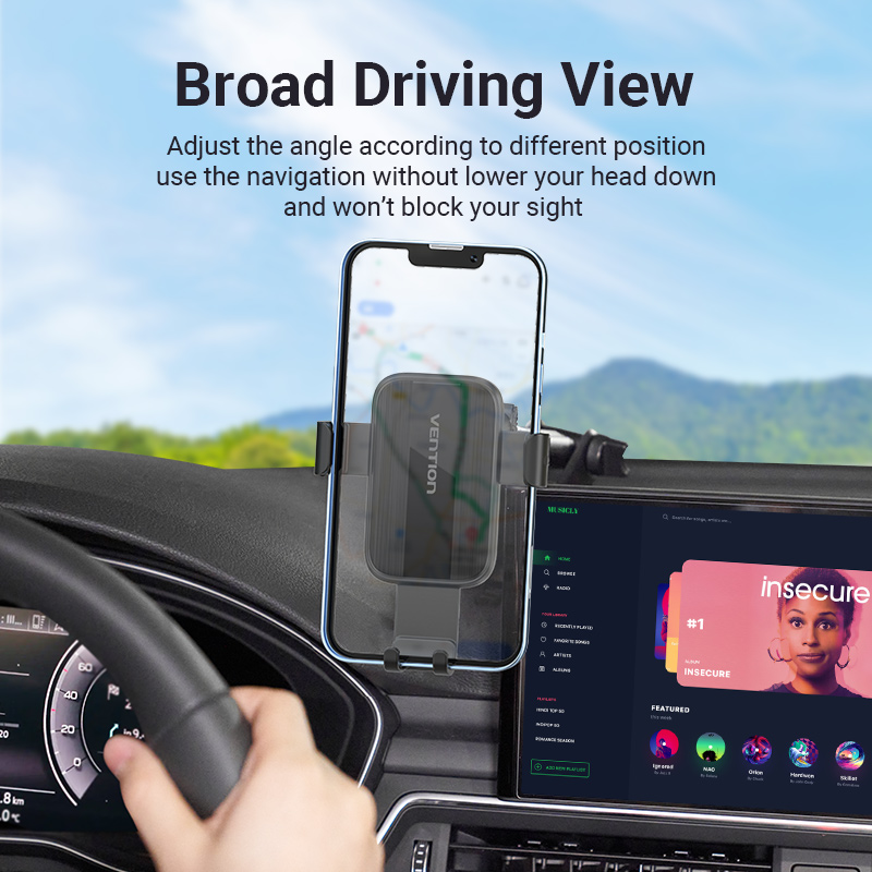 Vention Car Phone Holder Auto-Clamping Car Phone Mount Wide Angle ...