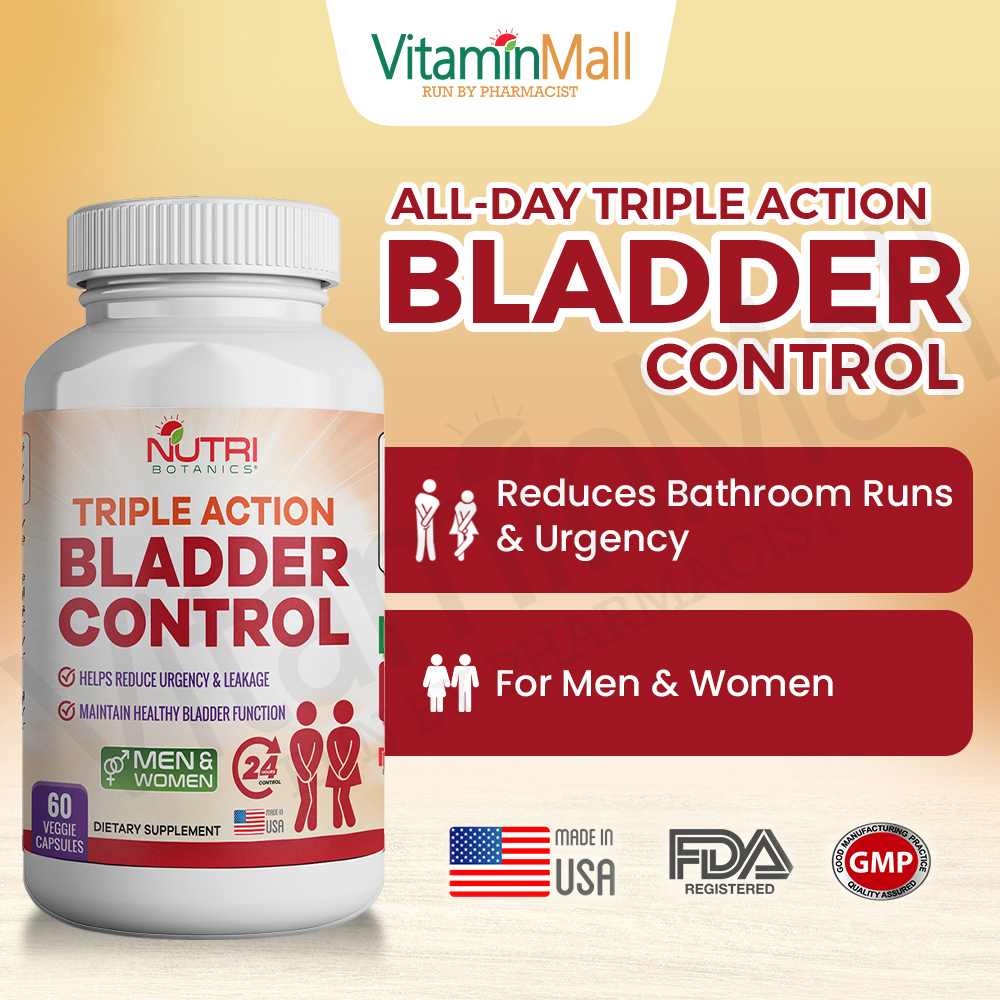 [TWIN PACK] Nutri Botanic Triple Action Bladder Control Supplement - Reduce Urinary Urgency ...