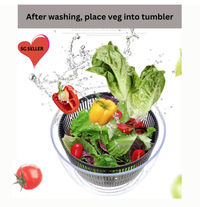 Salad Spinner 5L Large Capacity Push Lever Spin/Stop Easy Water ...