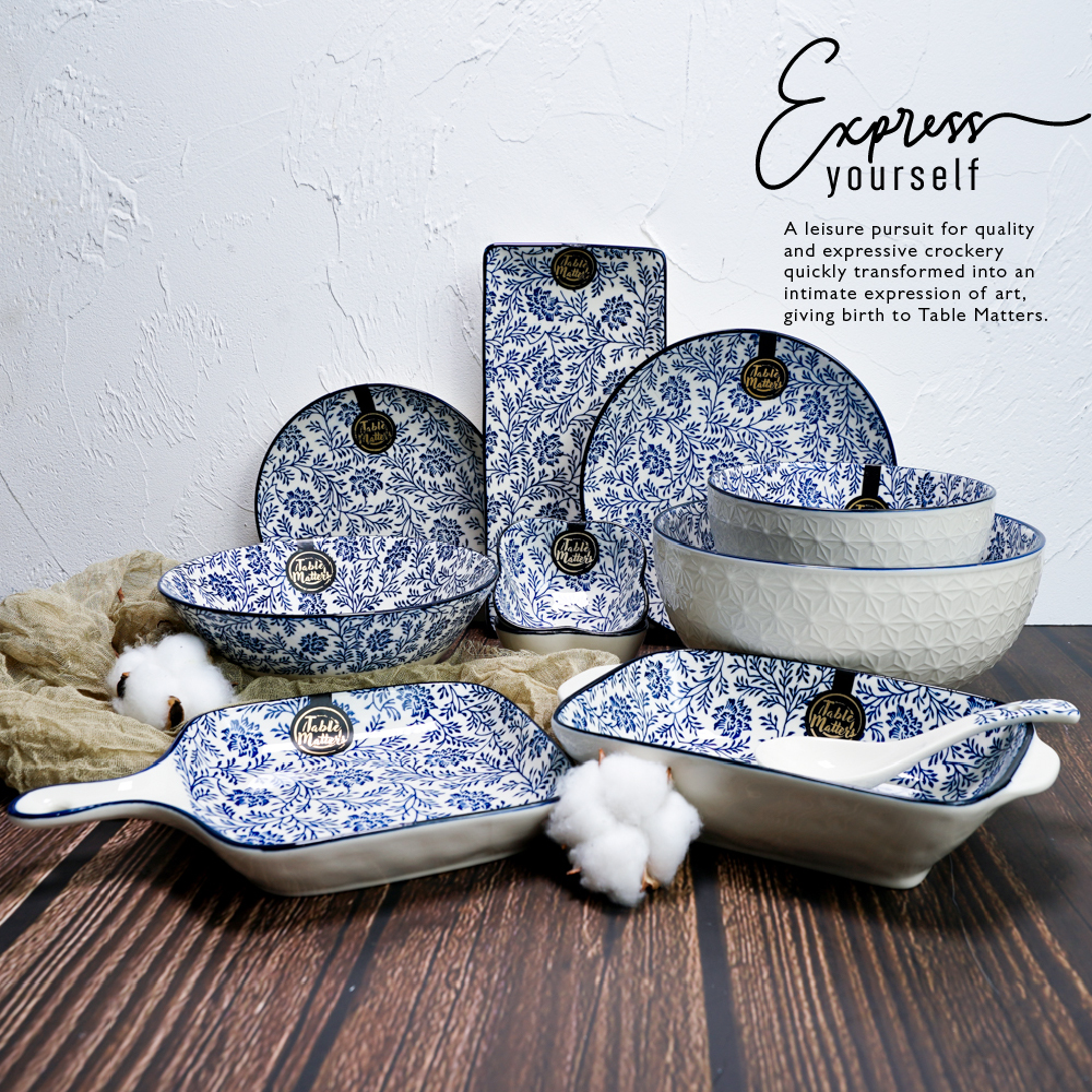 [Buy 1 Get 1] Table Matters - Floral Blue - 8.5 inch Baking Dish with ...