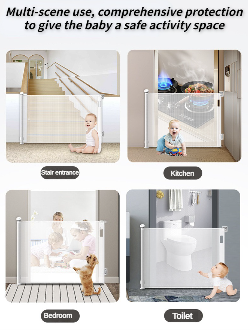 Child Safety Retractable Gate – Punch-Free Guardrail | Stairway Pet ...
