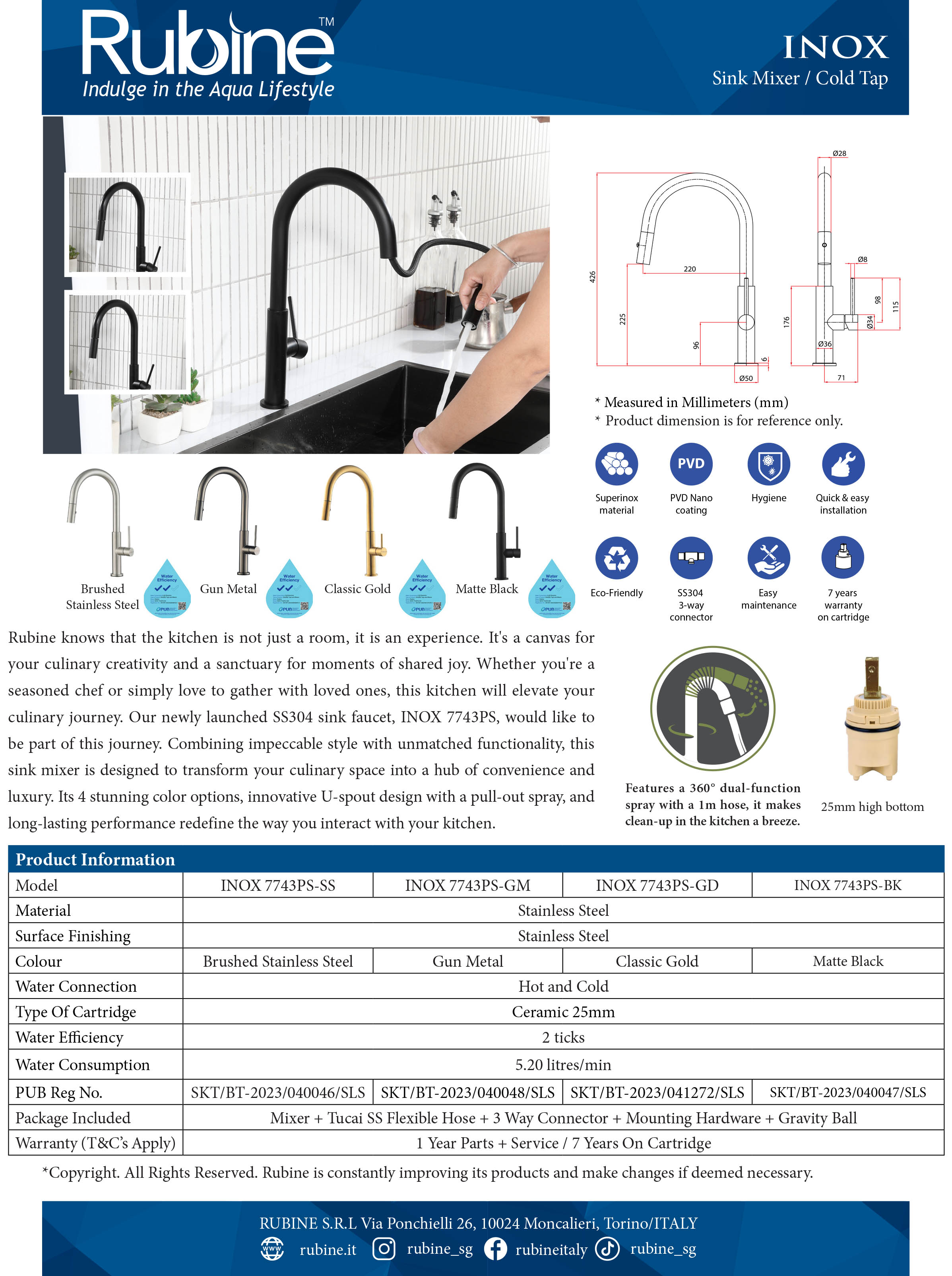 Rubine x sgPlumbMart INOX Stainless Steel Sink Tap INOX 7743PS-SS ...