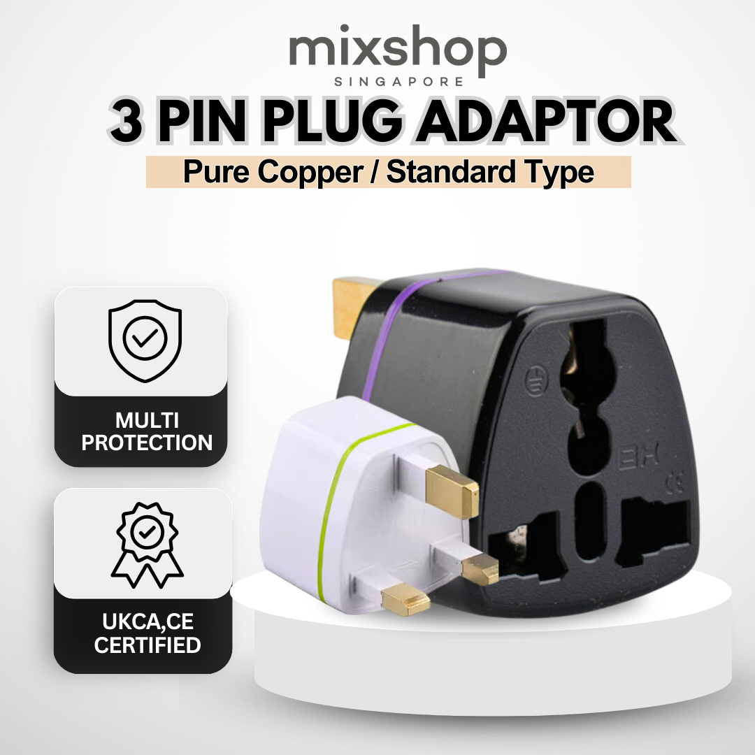 mixshop 3 Pin Plug Adapter International Multi Converter[PURE COPPER ...