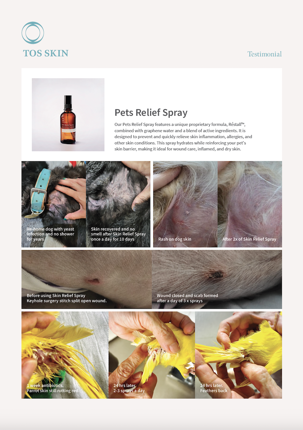 TOS Skin Pets Relief Spray 100ml (prevent and quickly relieve skin ...