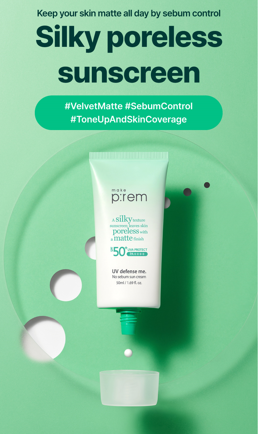 MAKE PREM UV Defence me. No Sebum Face Sunscreen Sunblock for Oily Skin ...